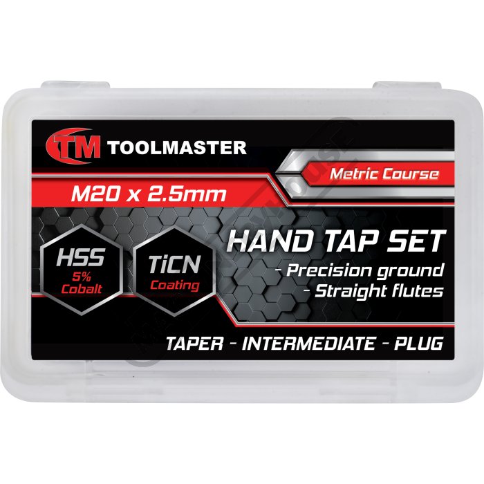 T8229 M20x 2.5mm HSS Straight Flute 3pc Hand Tap Set - Hare & Forbes ...