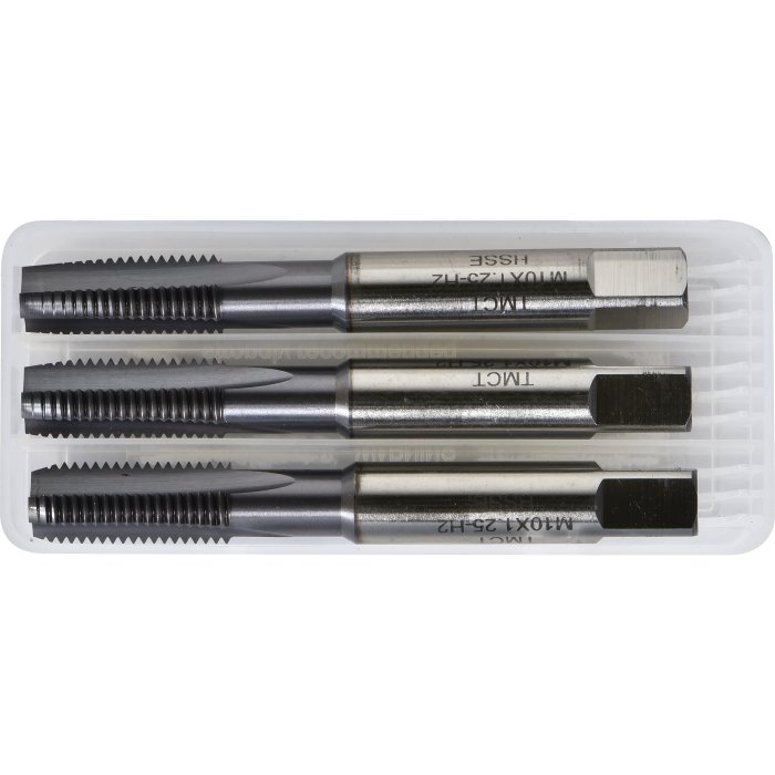 T8212 M10x 1.25mm HSS Straight Flute 3pc Hand Tap Set - Hare & Forbes Machineryhouse